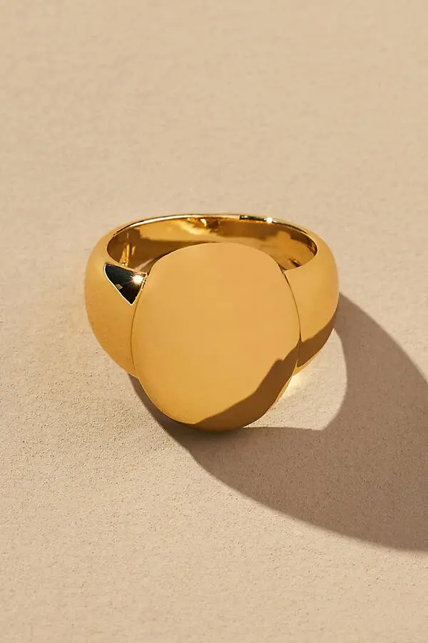 Anthropologie Round Signet Ring - Gold
