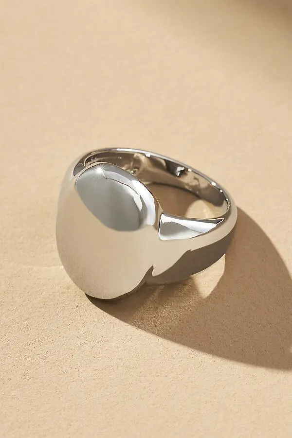 Anthropologie Round Signet Ring - Silver