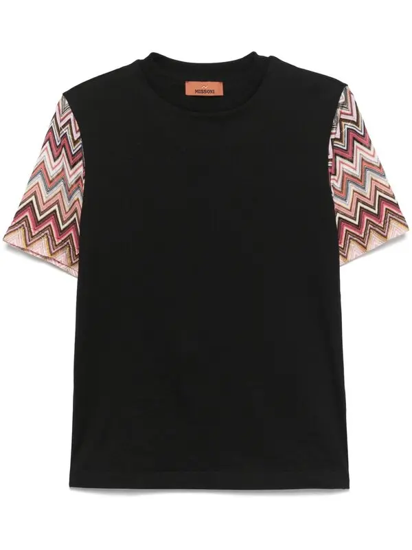Missoni Crew-neck Zigzag-knit T-shirt - Black