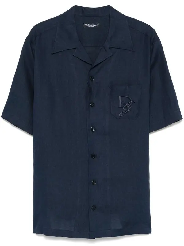 Dolce & Gabbana Logo-embroidered Shirt - Blue
