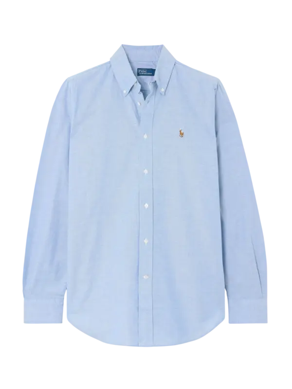 Polo Ralph Lauren Embroidered Cotton-blend Oxford Shirt - Blue