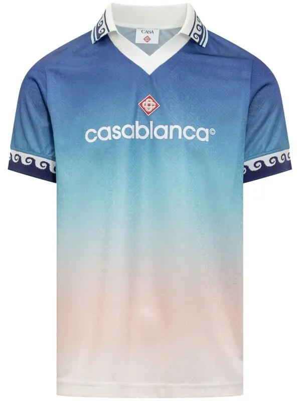 Casablanca Gradient-jacquard Football Jersey - Blue