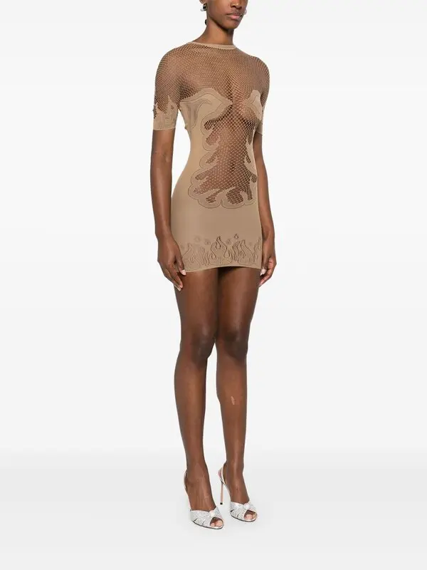 Poster Girl Pin Up Mini Dress In Neutrals - 18% Off