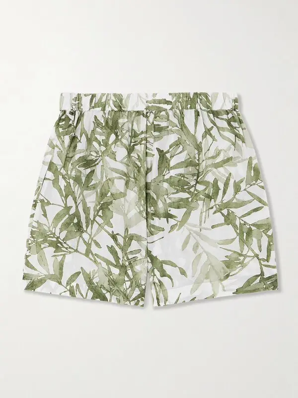 Brunello Cucinelli Floral-print Silk Shorts - Green