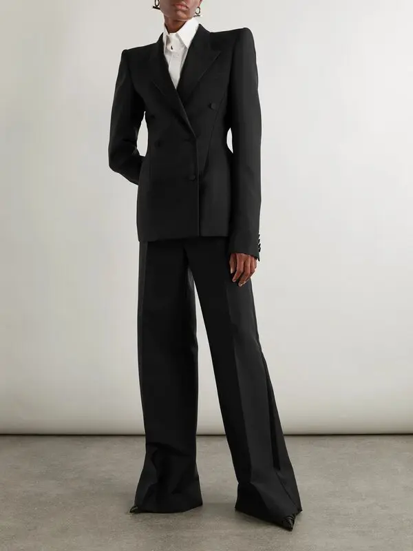 Alexander McQueen Wool And Mohair-blend Wide-leg Trousers