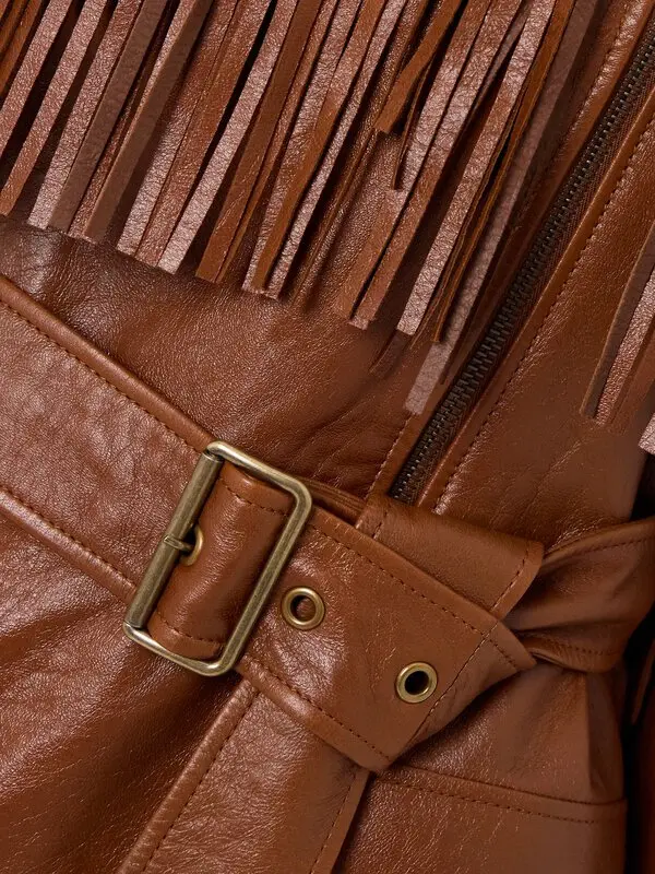Chloé Belted Fringed Leather Jacket