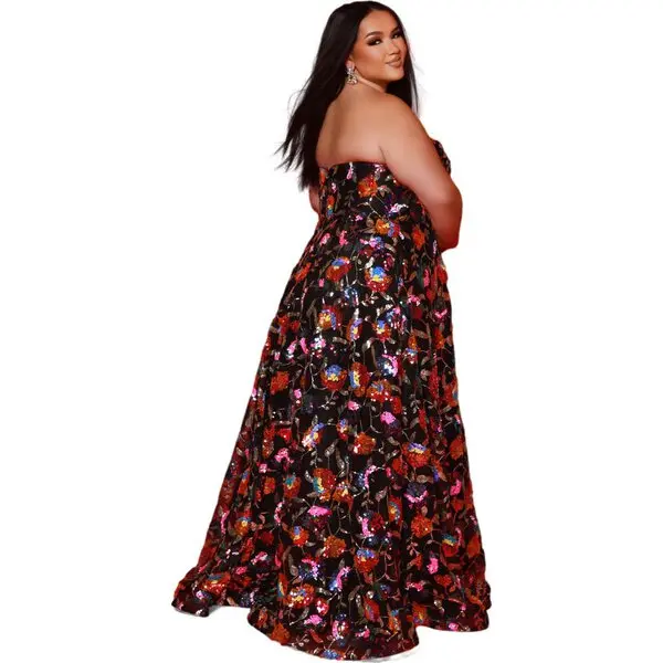 SYDNEY'S CLOSET Strapless A-line Evening Gown - Onyx