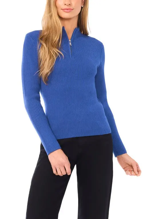 Halogen Rib Quarter Zip Sweater - Mountain Blue