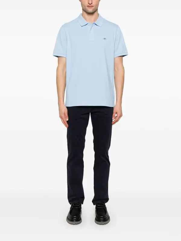 Gant Shield-motif Short-sleeve Polo Shirt - Blue