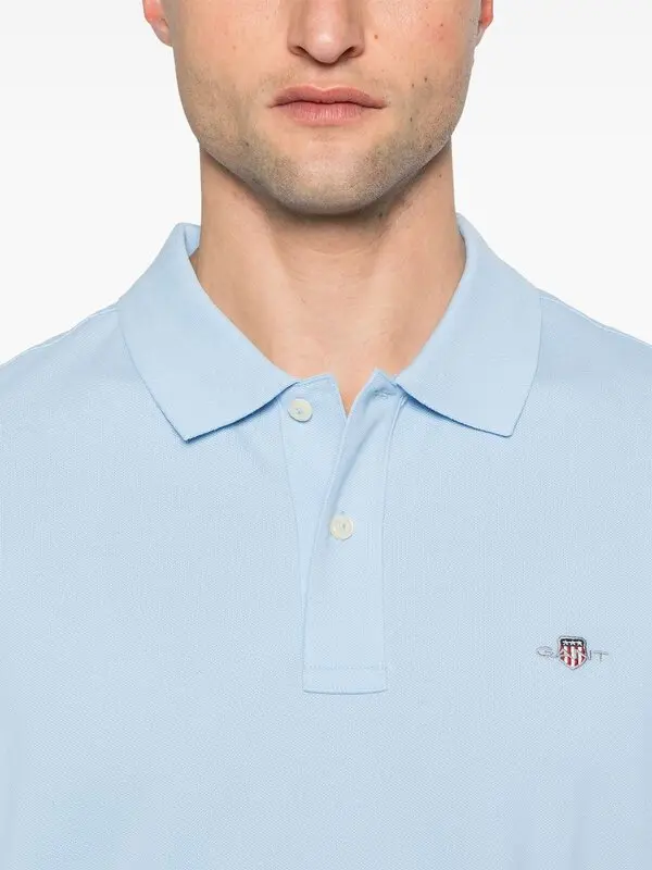 Gant Shield-motif Short-sleeve Polo Shirt - Blue