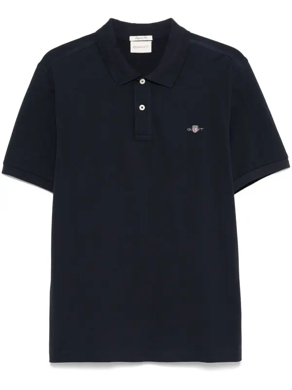 Gant Shield-motif Short-sleeve Polo Shirt - Blue