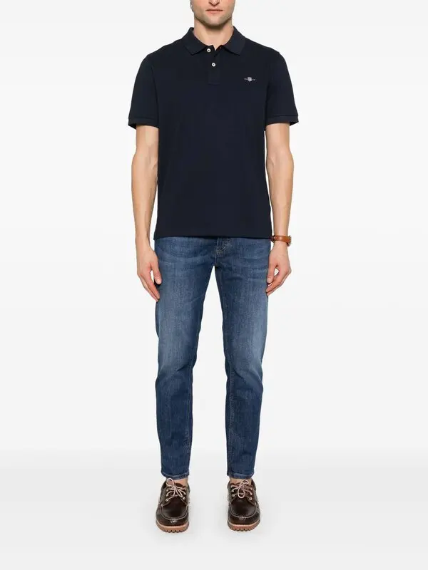 Gant Shield-motif Short-sleeve Polo Shirt - Blue