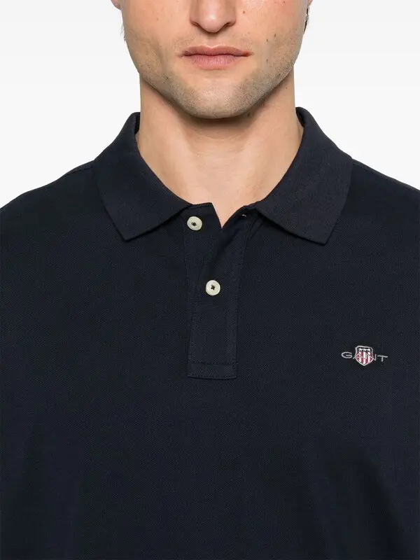 Gant Shield-motif Short-sleeve Polo Shirt - Blue