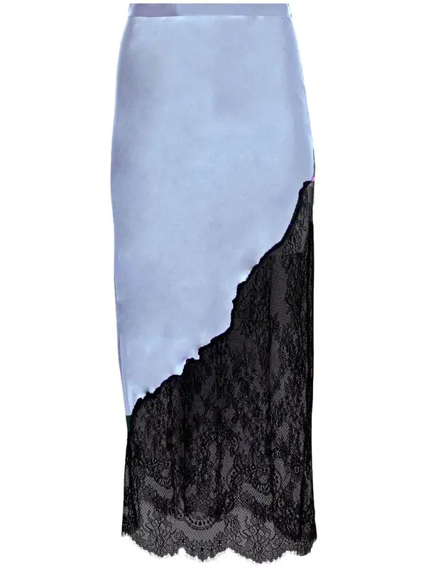 FLEUR DU MAL Lace-appliqué Midi Skirt - Blue