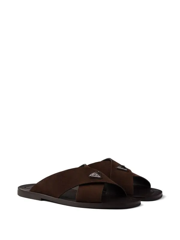 Prada Suede Crisscross Slides