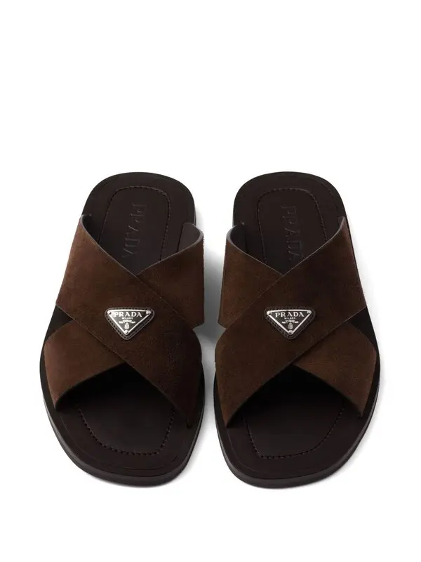 Prada Suede Crisscross Slides