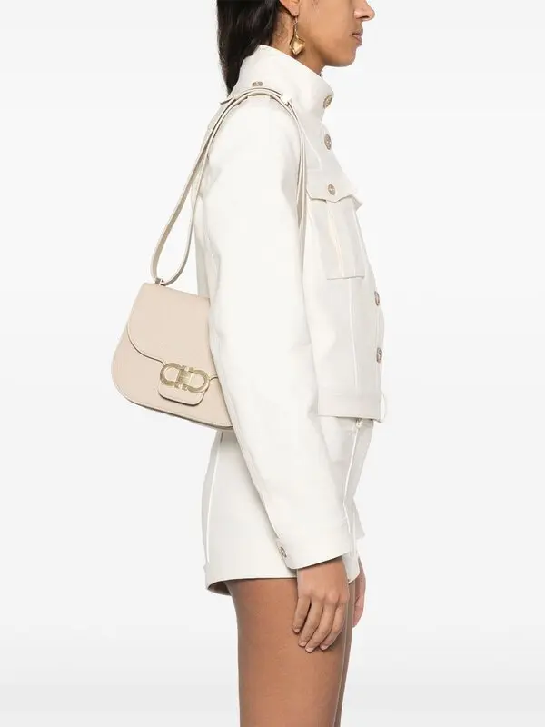 FERRAGAMO Double Gancini Cross Body Bag - Neutrals