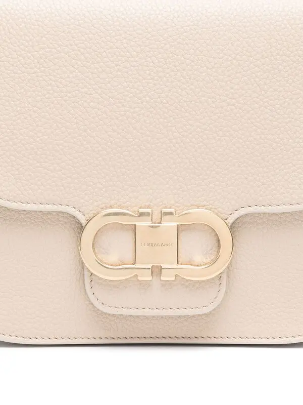 FERRAGAMO Double Gancini Cross Body Bag - Neutrals
