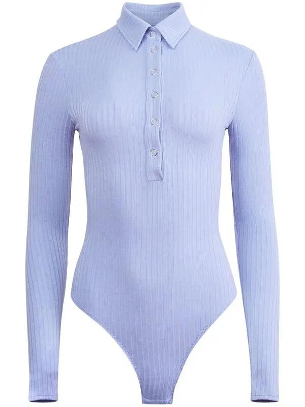 FLEUR DU MAL Ribbed-knit Bodysuit - Blue