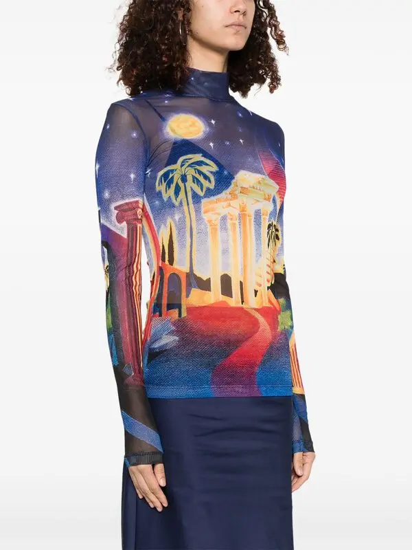 Casablanca Printed Mesh T-shirt - Blue
