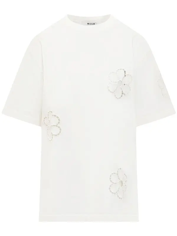 MSGM Floral-appliqué T-shirt - White