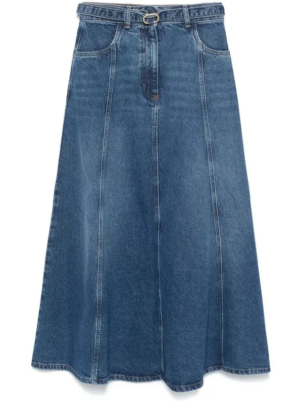 TWINSET Oval T-belt Denim Maxi Skirt