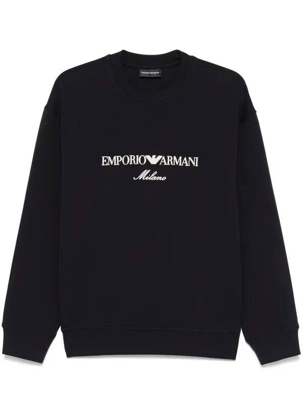 Emporio Armani Embroidered-logo Sweatshirt - Blue