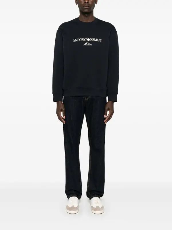 Emporio Armani Embroidered-logo Sweatshirt - Blue