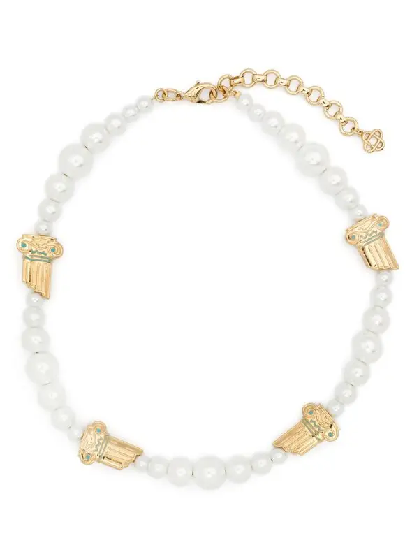 Casablanca Column Pearl Necklace - Gold
