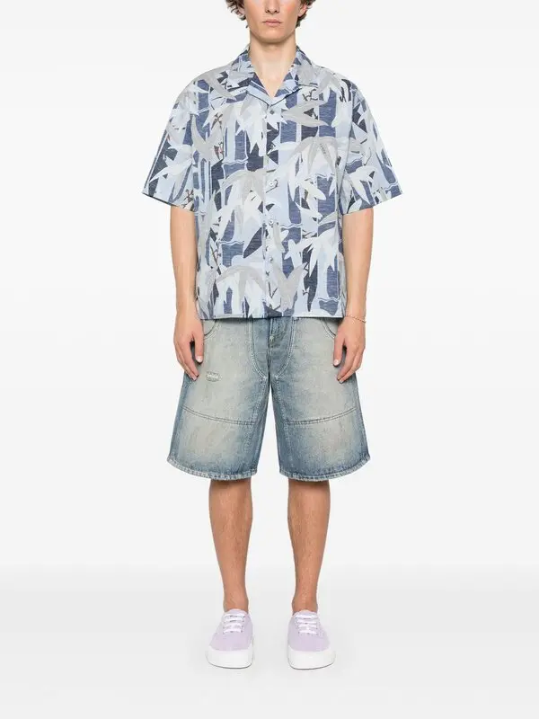 Kenzo Chiku-rin Camo Hawaiian Shirt - Blue