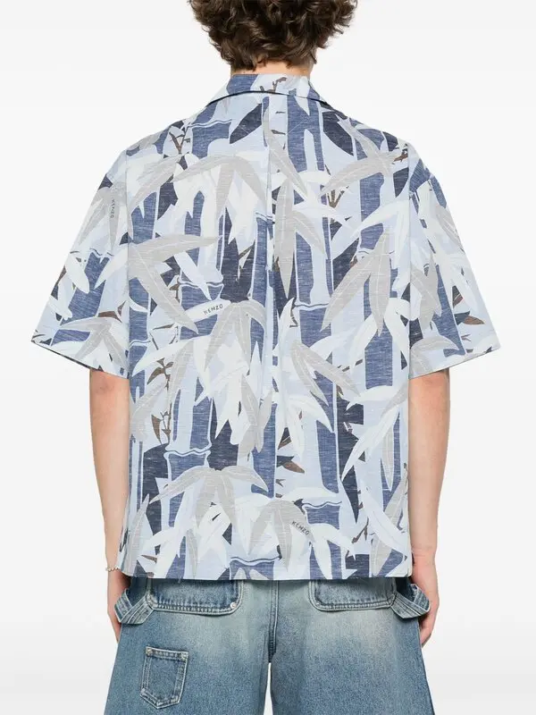 Kenzo Chiku-rin Camo Hawaiian Shirt - Blue