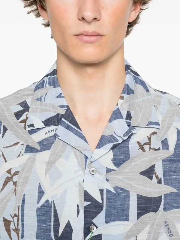 Kenzo Chiku-rin Camo Hawaiian Shirt - Blue