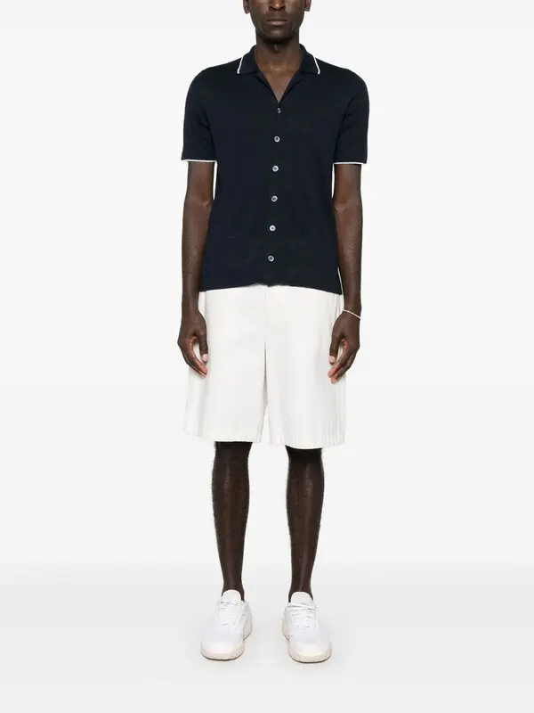 Fedeli Contrasting-trim Shirt - Blue