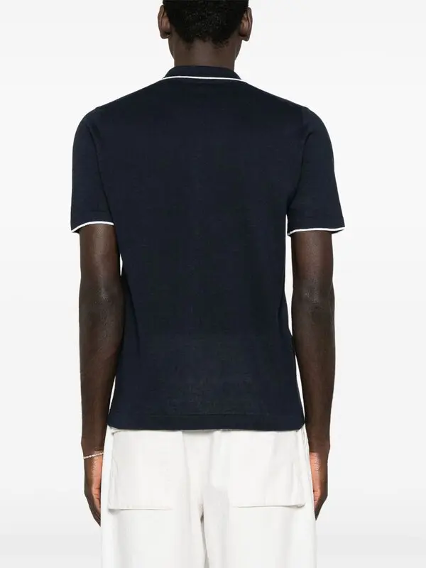 Fedeli Contrasting-trim Shirt - Blue