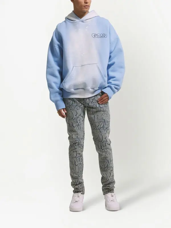 PURPLE BRAND Terry Graffiti Tag Laser Jeans
