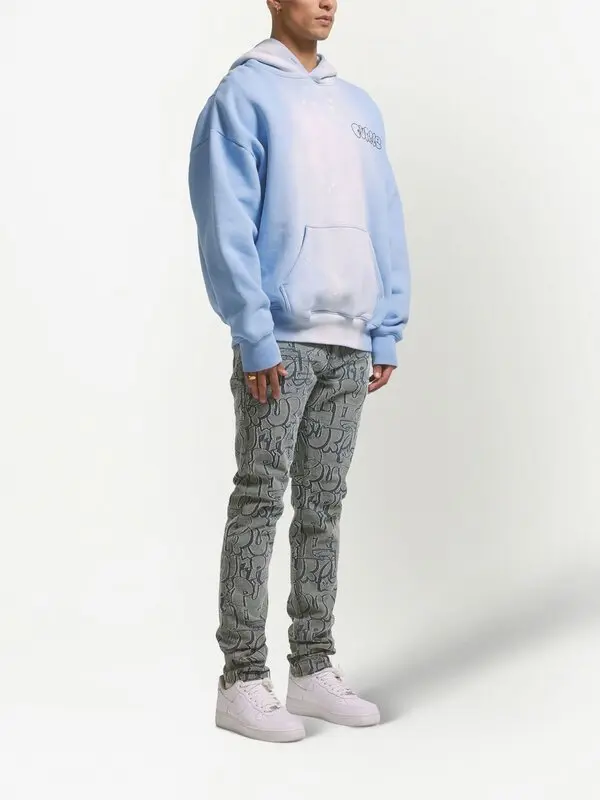 PURPLE BRAND Terry Graffiti Tag Laser Jeans