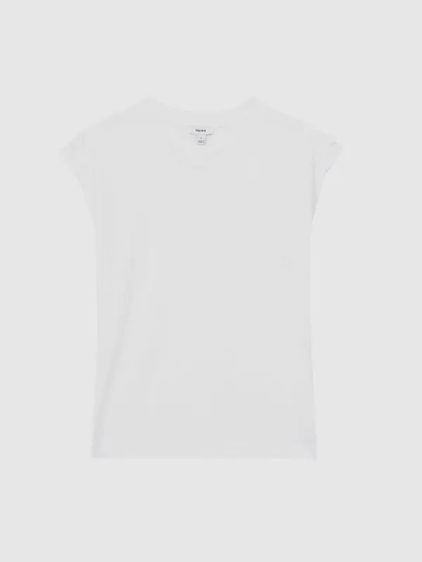 REISS Jade Cotton Cap-sleeve T-shirt