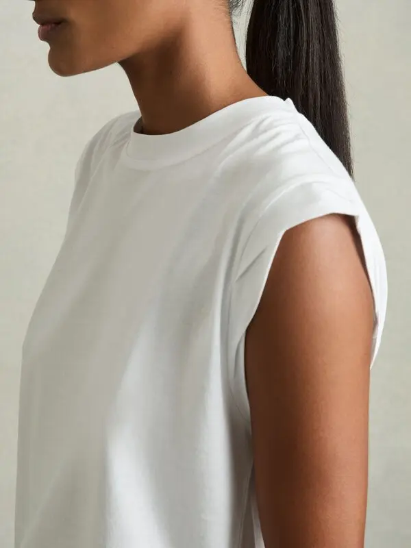 REISS Jade Cotton Cap-sleeve T-shirt