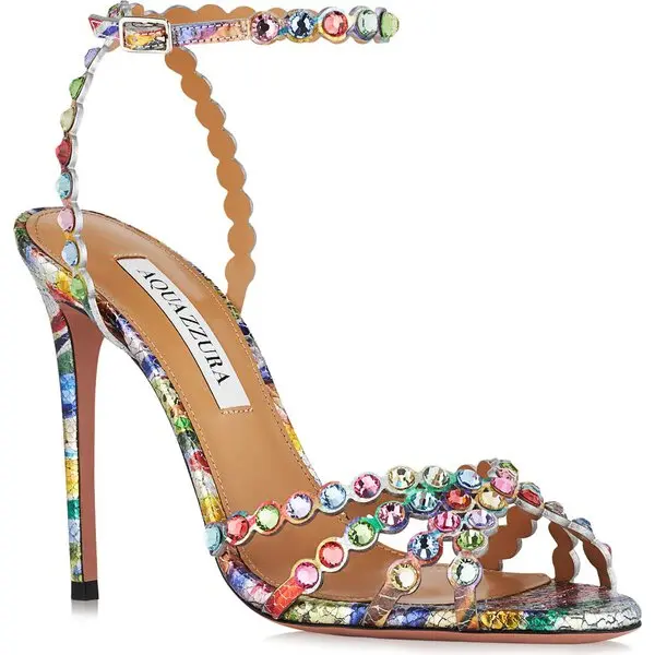 AQUAZZURA Tequila Crystal Sandals - Rainbow