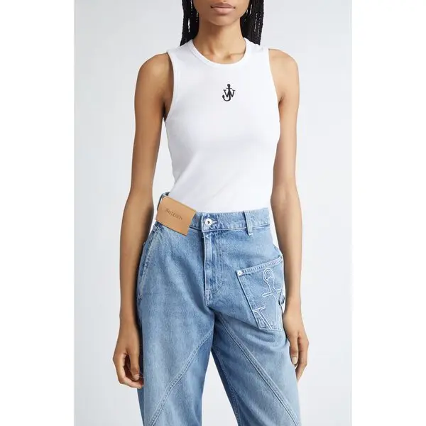 JW Anderson Anchor Logo Embroidered Tank - White