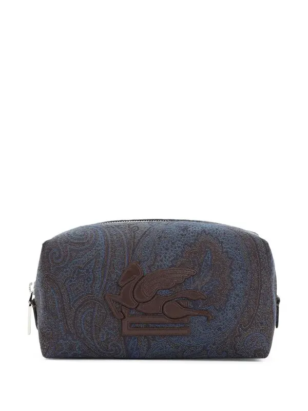 Etro Pegaso-appliqué Wash Bag - Blue