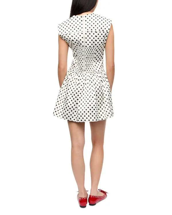 GANNI Polka Dot Corset Mini Dress - Egret