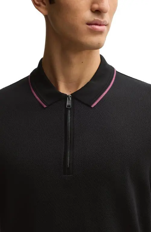 BOSS Paras Quarter Zip Cotton Polo