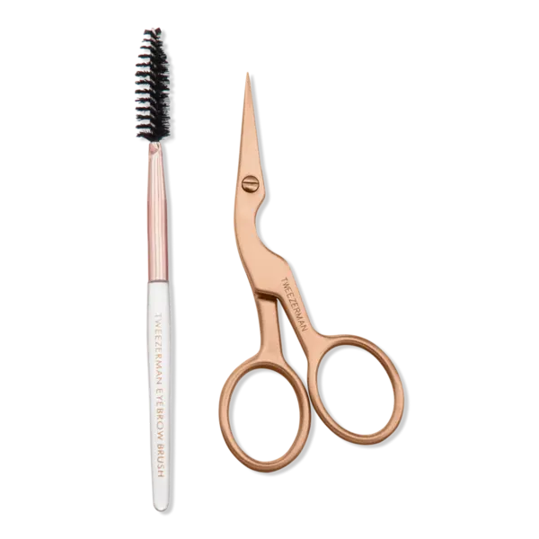 TWEEZERMAN Rose Gold Brow Shaping Scissors And Brush - One-color