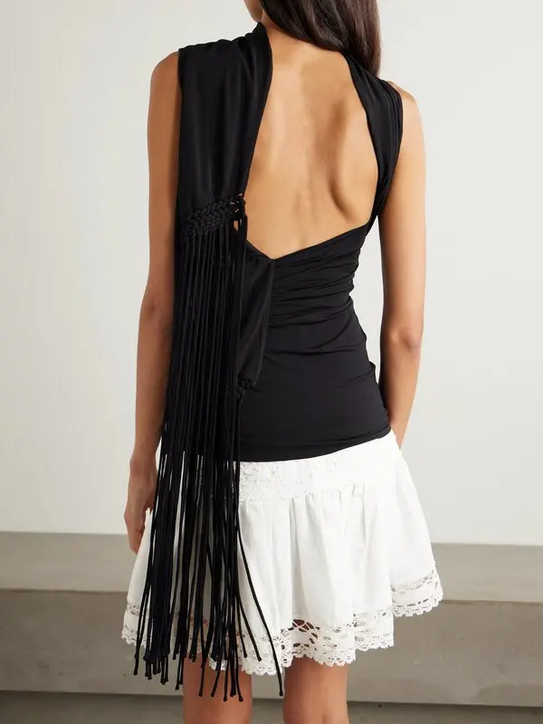 Faithfull The Brand Laon Macramé-trimmed Draped Top