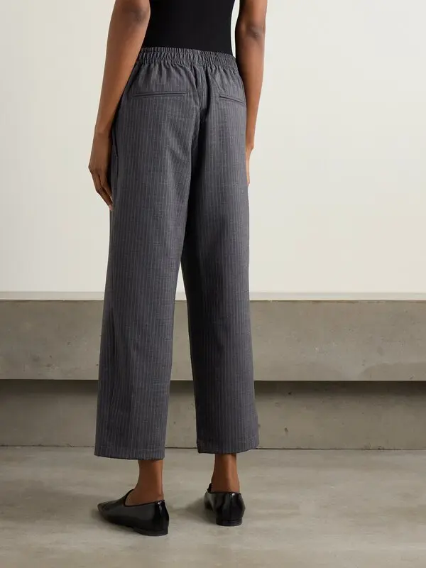Maria Mcmanus Cosy Pinstriped Pleated Wool-blend Flannel Wide-leg Trousers