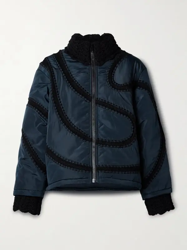 Sea Averie Crochet-trimmed Shell Bomber Jacket