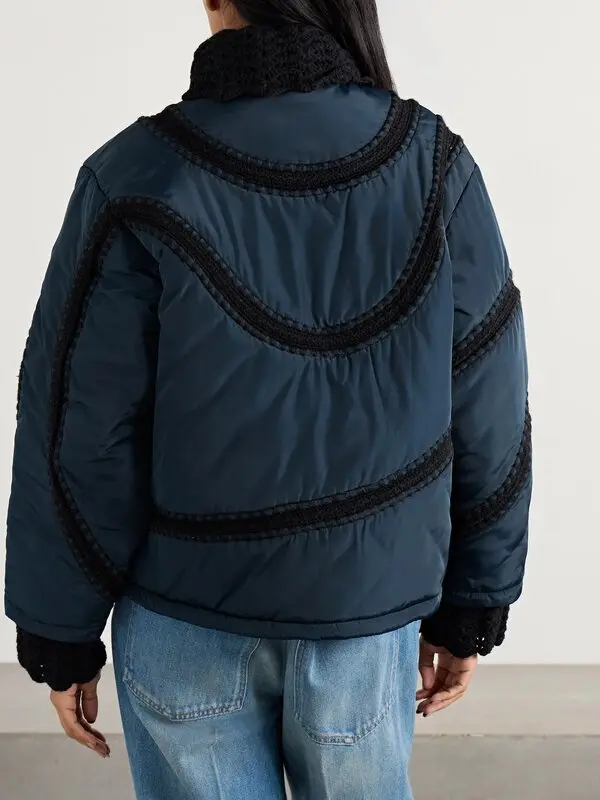 Sea Averie Crochet-trimmed Shell Bomber Jacket