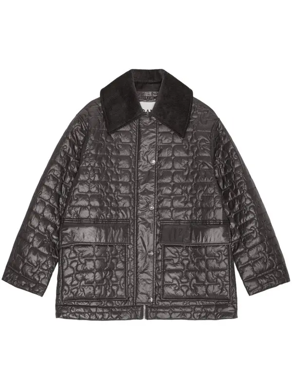 GANNI Quilted Corduroy Collar Jacket - Grey