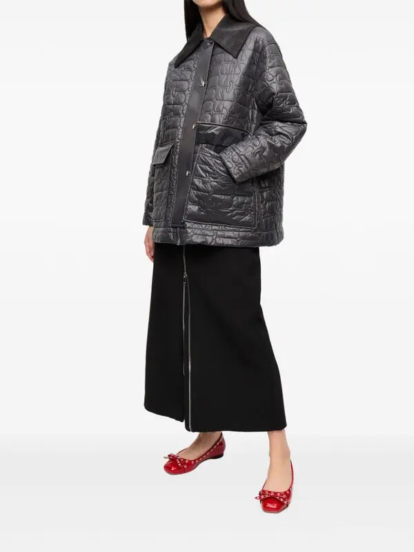 GANNI Quilted Corduroy Collar Jacket - Grey